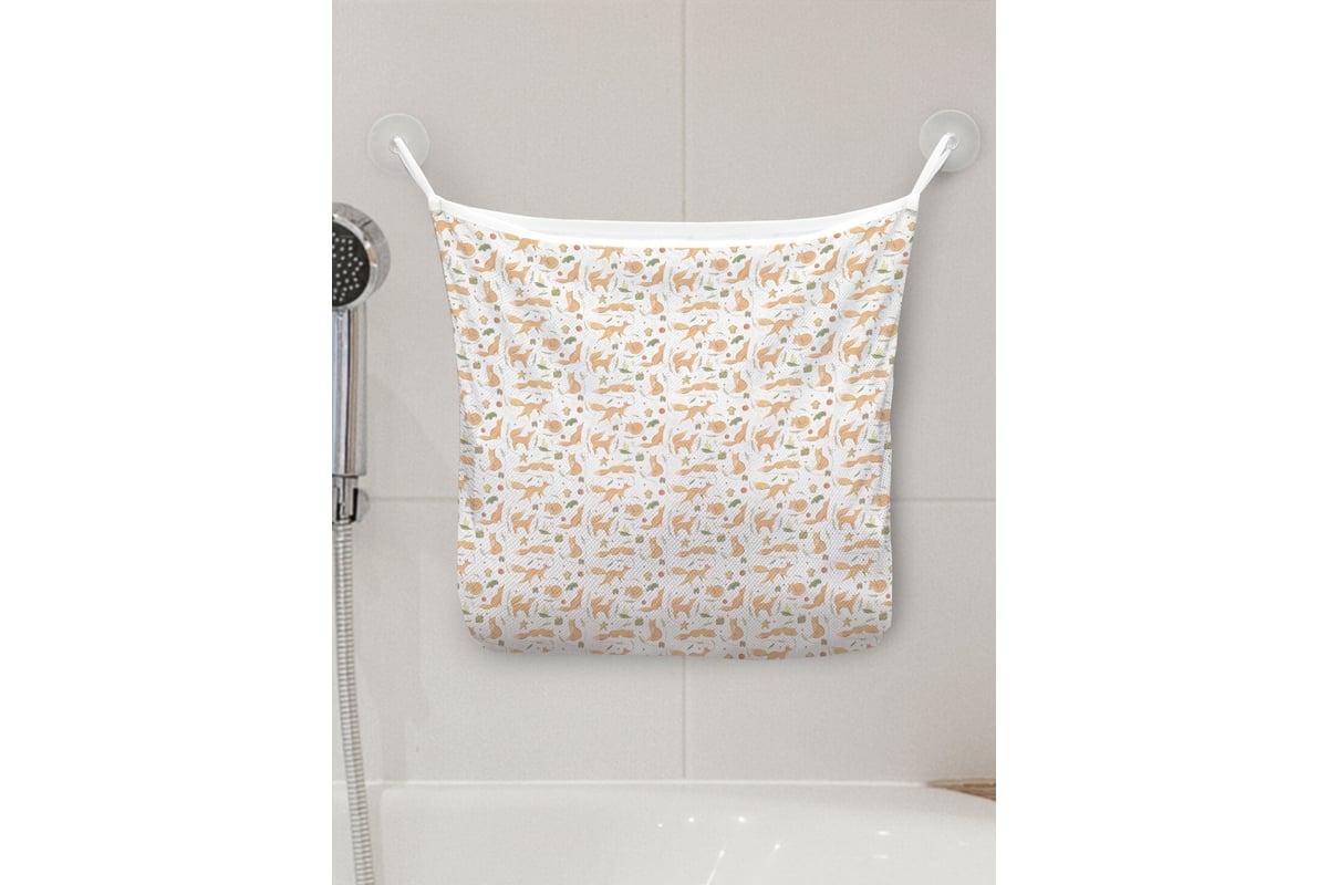 Органайзер для ванной - Сетка настенная на присосках для игрушек JoyArty "Рыжая лисичка", 39x33 ...