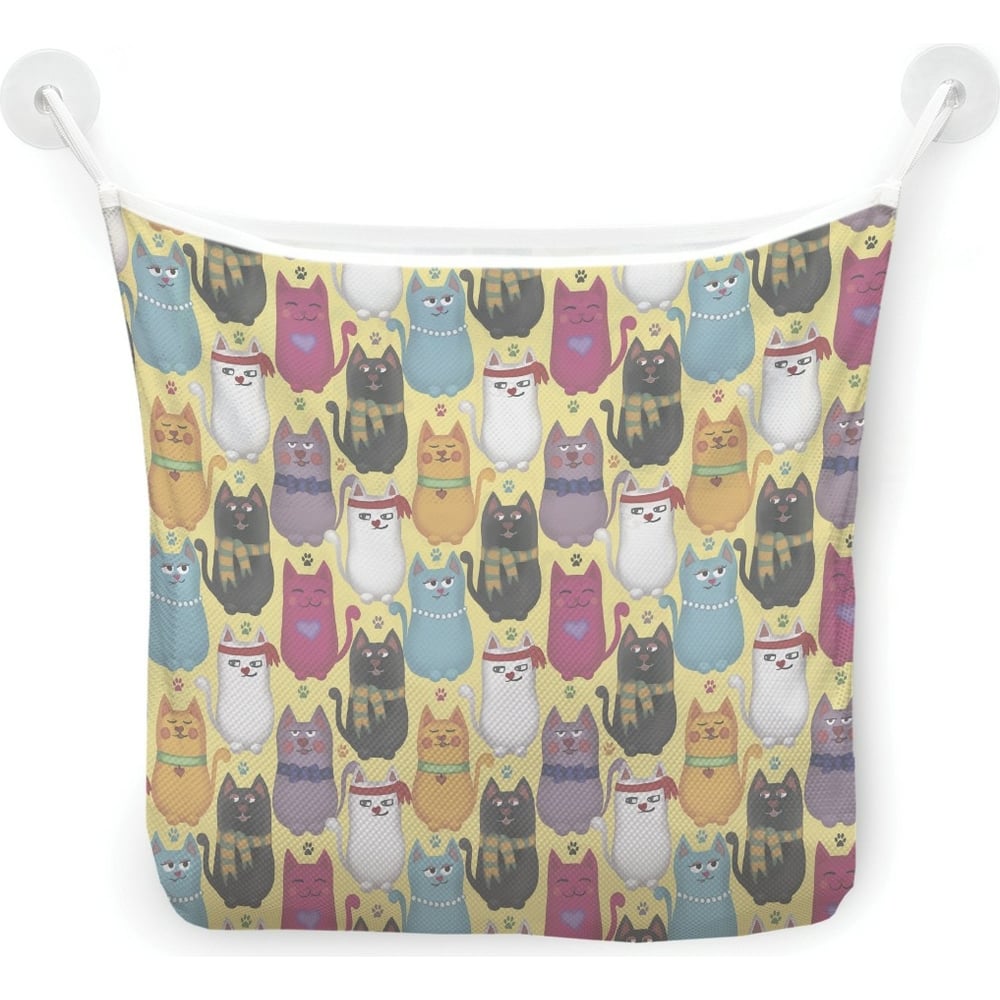 Органайзер для ванной - Сетка настенная на присосках для игрушек JoyArty "Стильные котики ...