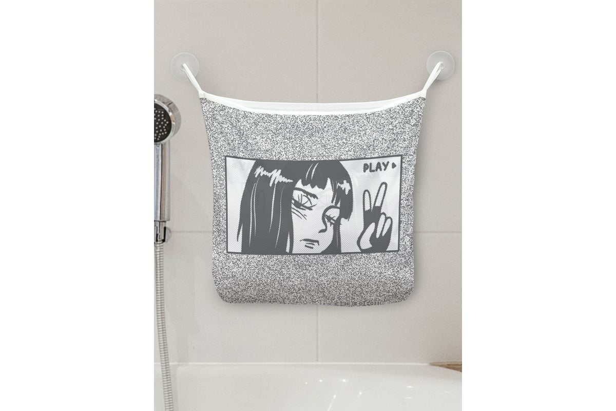 Органайзер для ванной - Сетка настенная на присосках для игрушек JoyArty "Крутая девушка", 39x33 ...