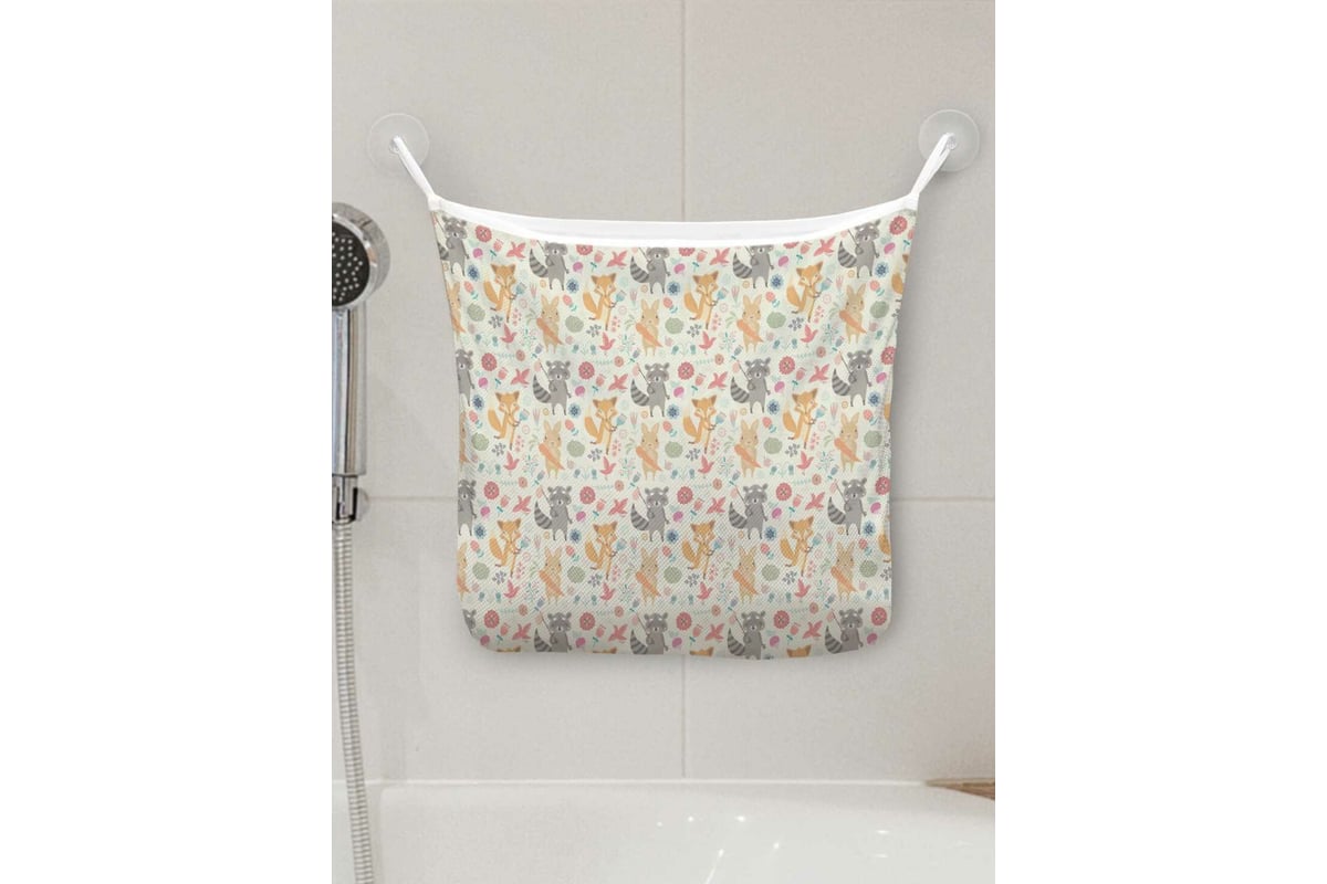 Органайзер для ванной - Сетка настенная на присосках для игрушек JoyArty "Милые лесные звери ...