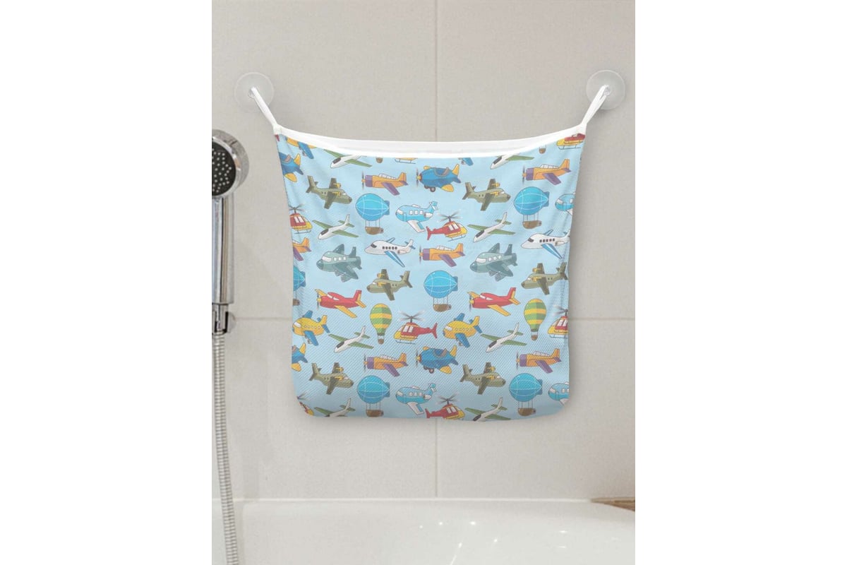 Органайзер для ванной - Сетка настенная на присосках для игрушек JoyArty "Воздушный транспорт ...