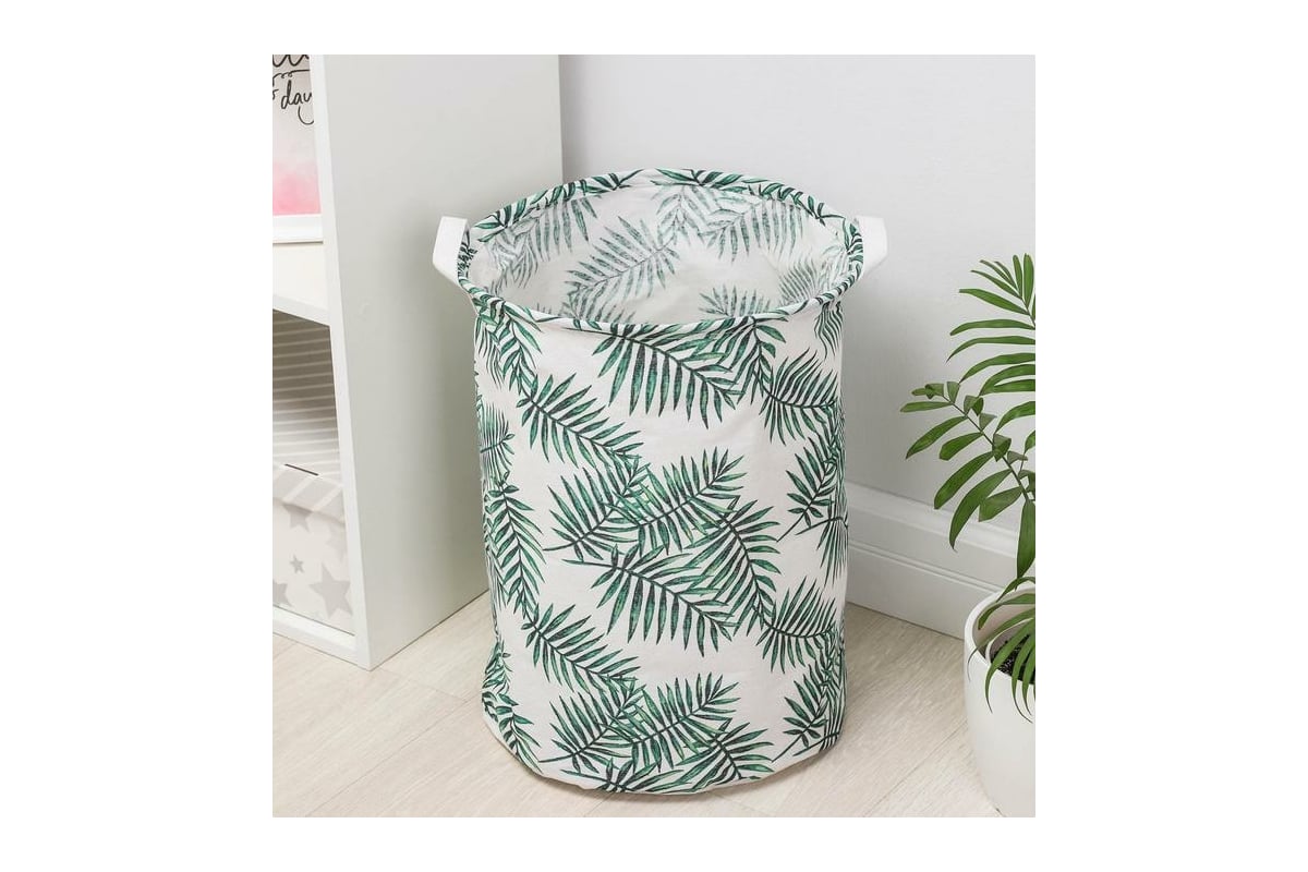 Корзина для белья Доляна Тропиканка 35x45, круглая 5470001 - выгодная ...