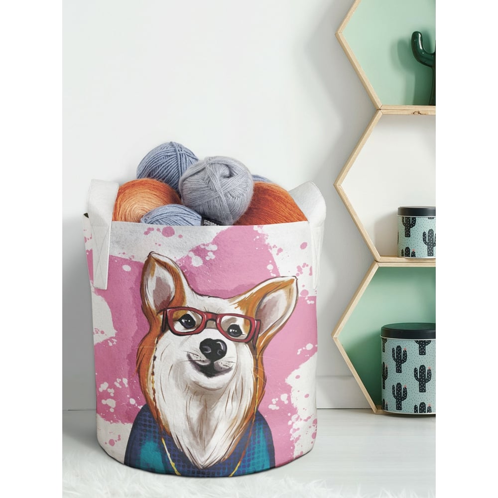 Текстильная корзина для хранения вещей и игрушек JOYARTY Стильный корги 19 литров planta_385294 ...