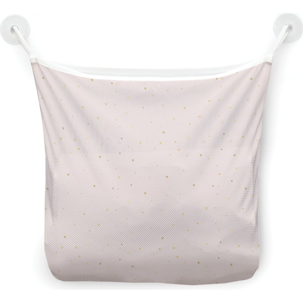 Сетка для игрушек в ванну JOYARTY "Снегопад из сердец" настенный органайзер на присосках, 39x33 ...