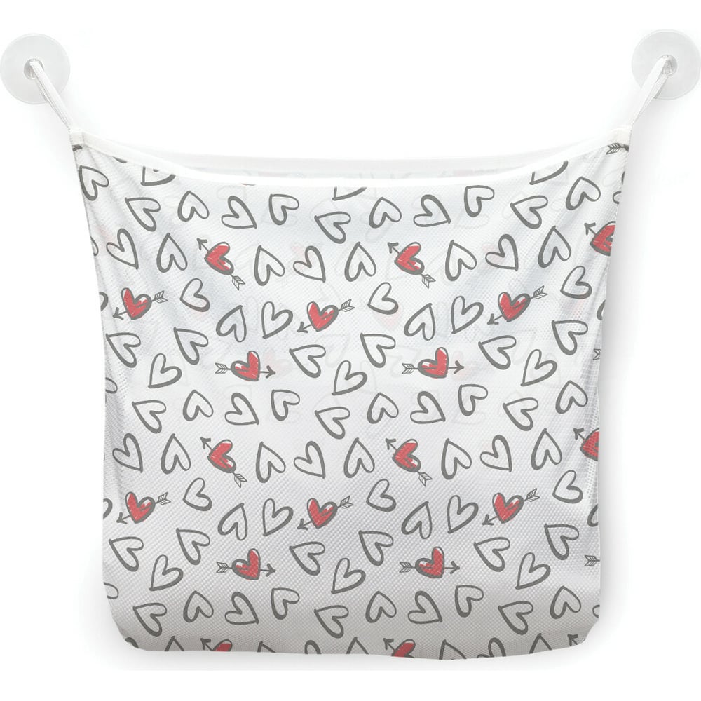 Сетка для игрушек в ванну JOYARTY "Черно-белые сердечки" настенный органайзер на присосках ...