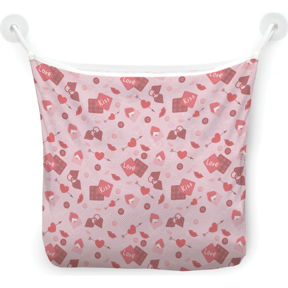 Сетка для игрушек в ванну JOYARTY "Kiss love" настенный органайзер на присосках, 39x33 см tgb ...