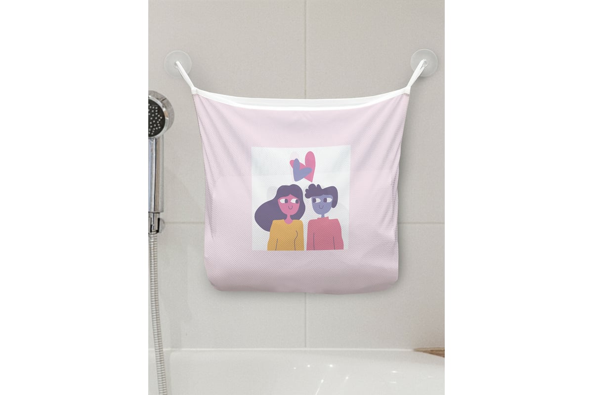 Сетка для игрушек в ванну JOYARTY "Влюбленные" настенный органайзер на присосках, 39x33 см tgb ...