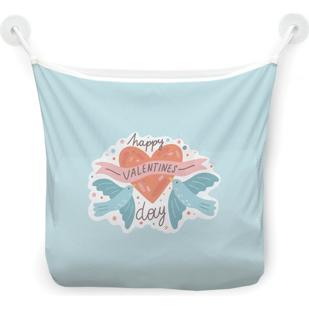 Сетка для игрушек в ванну JOYARTY "Любовь и голуби" настенный органайзер на присосках, 39x33 см ...