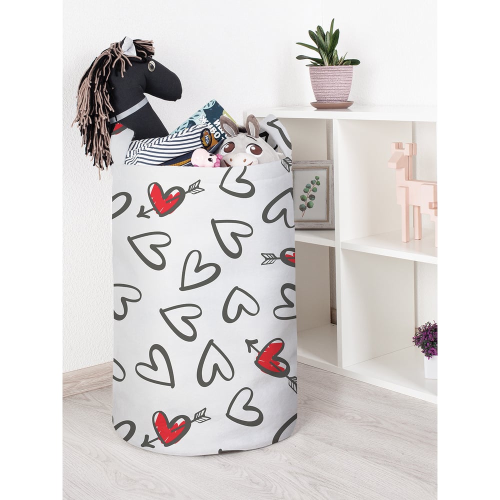 Корзина для игрушек JOYARTY Черно-белые сердечки 40x60 см toba_422629_L - выгодная цена, отзывы ...