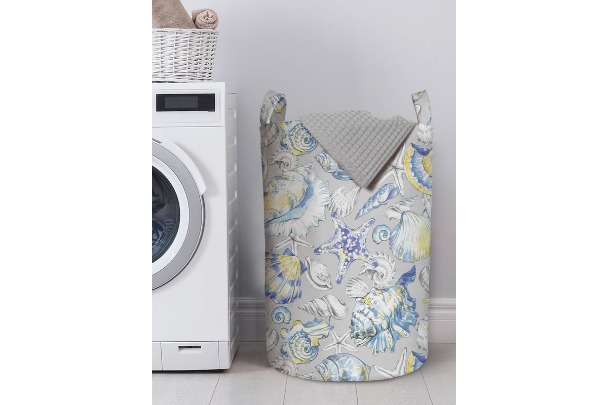 Корзина для белья в ванную, органайзер для хранения вещей JOYARTY Морское изобилие 60x40 см gaba ...