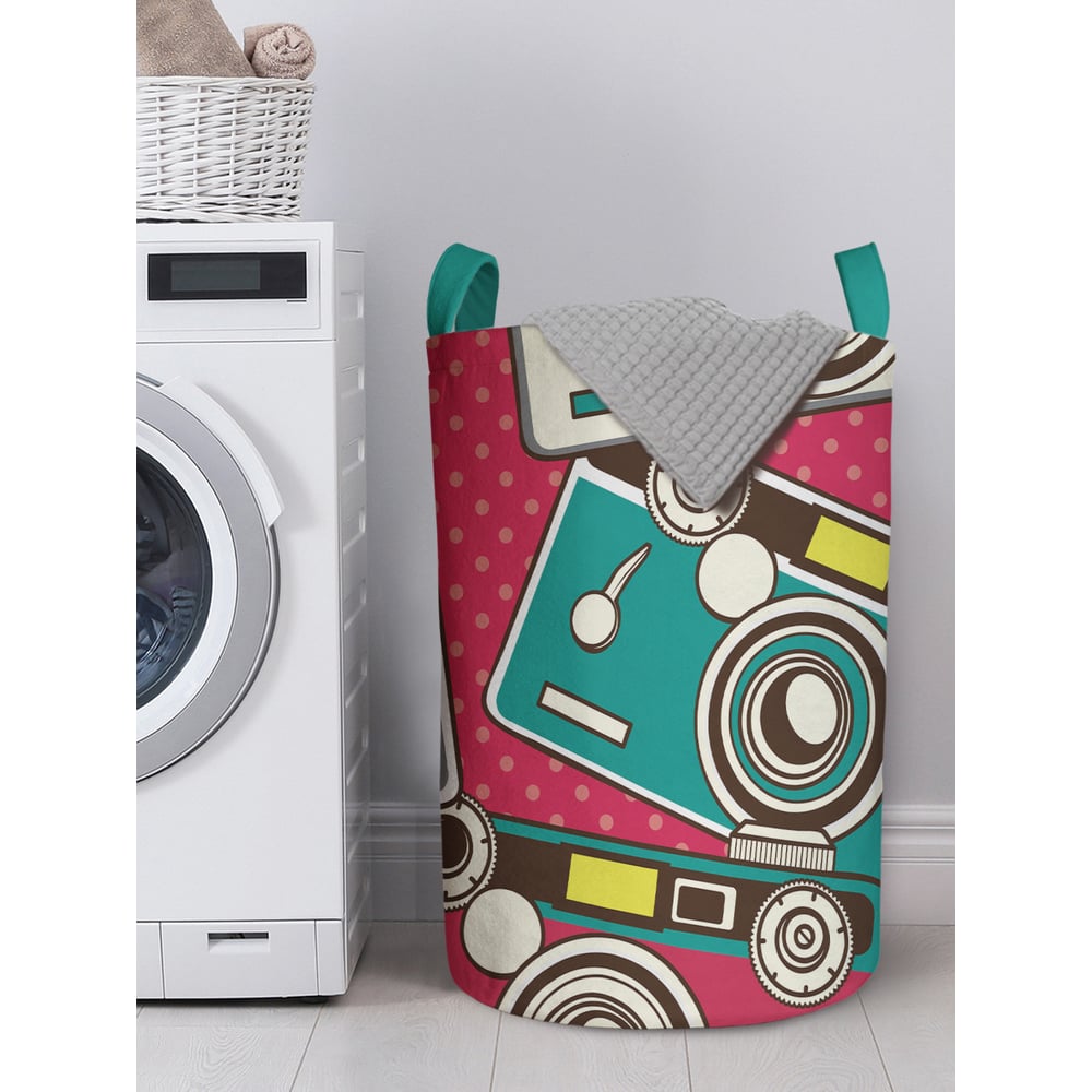 Корзина для белья в ванную, органайзер для хранения вещей JOYARTY Винтажный фотоаппарат 60x40 см ...