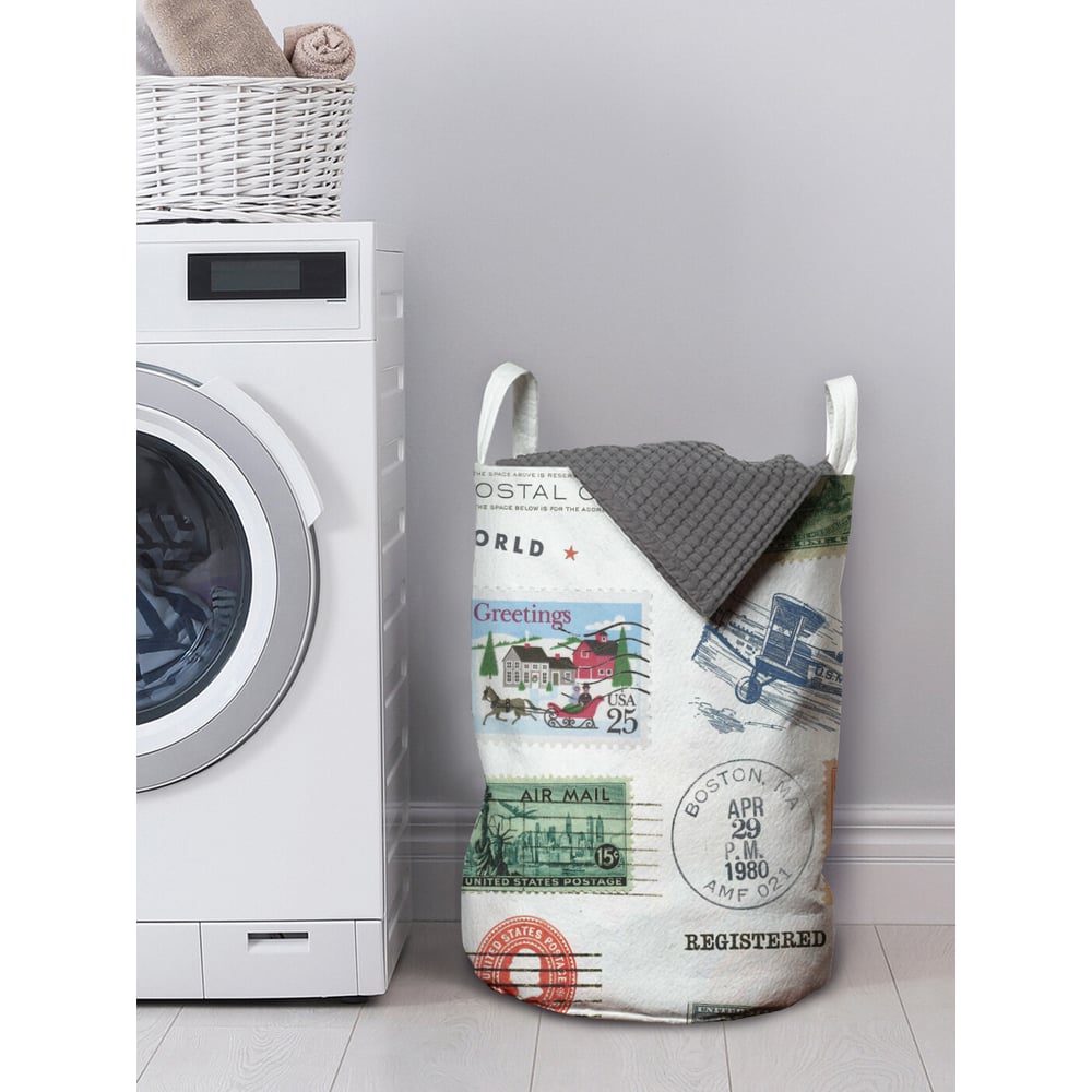 Корзина для белья в ванную, органайзер для хранения вещей JOYARTY Почтовые марки 50x35 см gaba ...