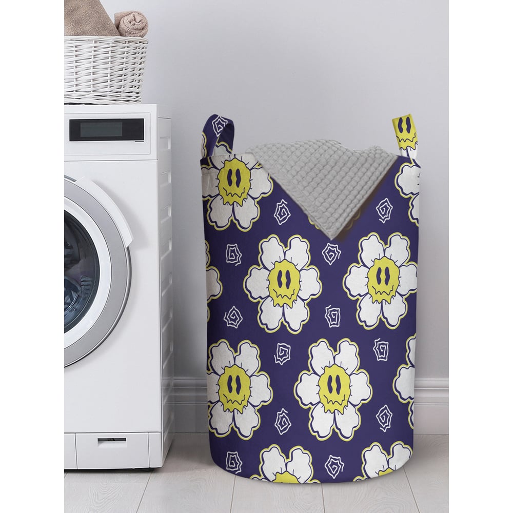 Корзина для белья в ванную, органайзер для хранения вещей JOYARTY Пиксели ромашки 60x40 см gaba ...