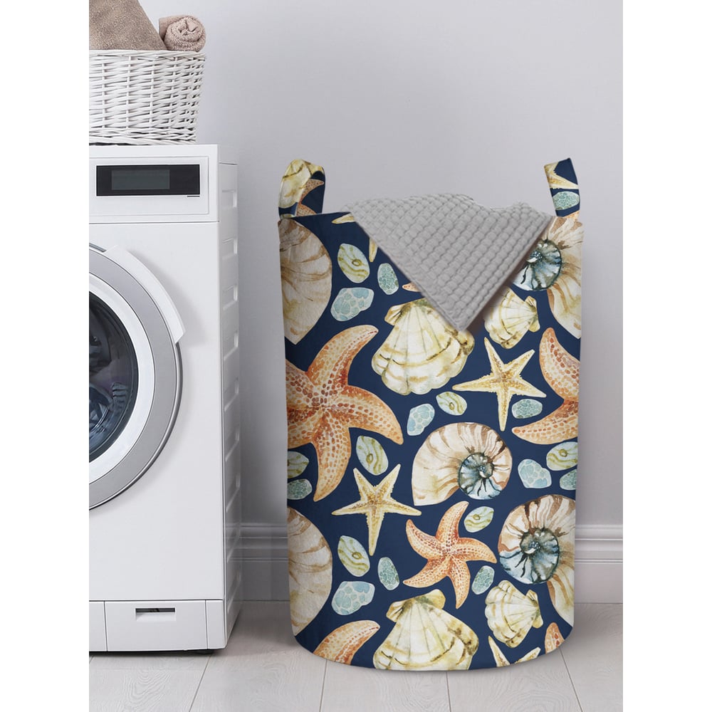 Корзина для белья в ванную, органайзер для хранения вещей JOYARTY Морские ракушки 60x40 см gaba ...