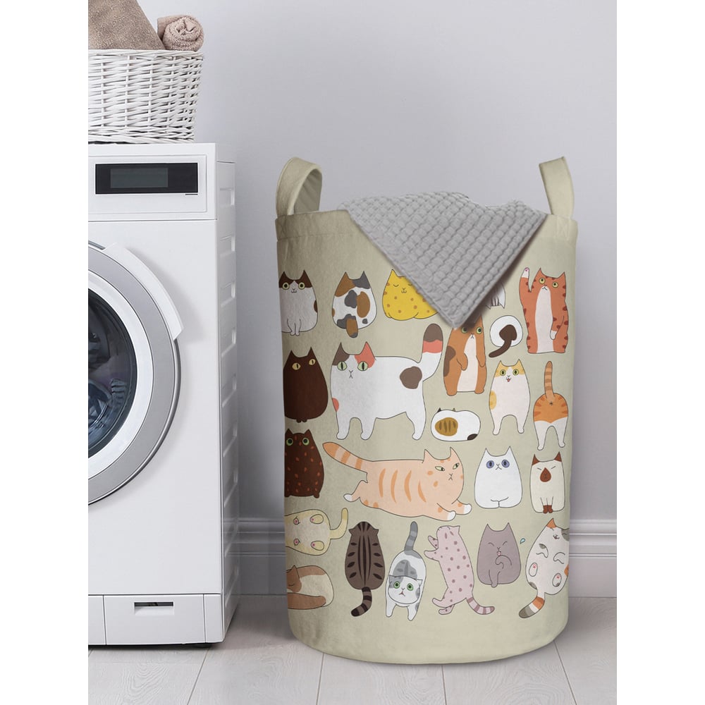 Корзина для белья в ванную, органайзер для хранения вещей JOYARTY Котовечеринка 60x40 см gaba ...