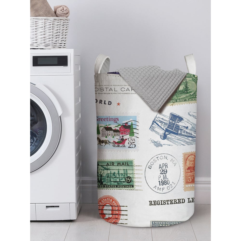 Корзина для белья в ванную, органайзер для хранения вещей JOYARTY Почтовые марки 60x40 см gaba ...