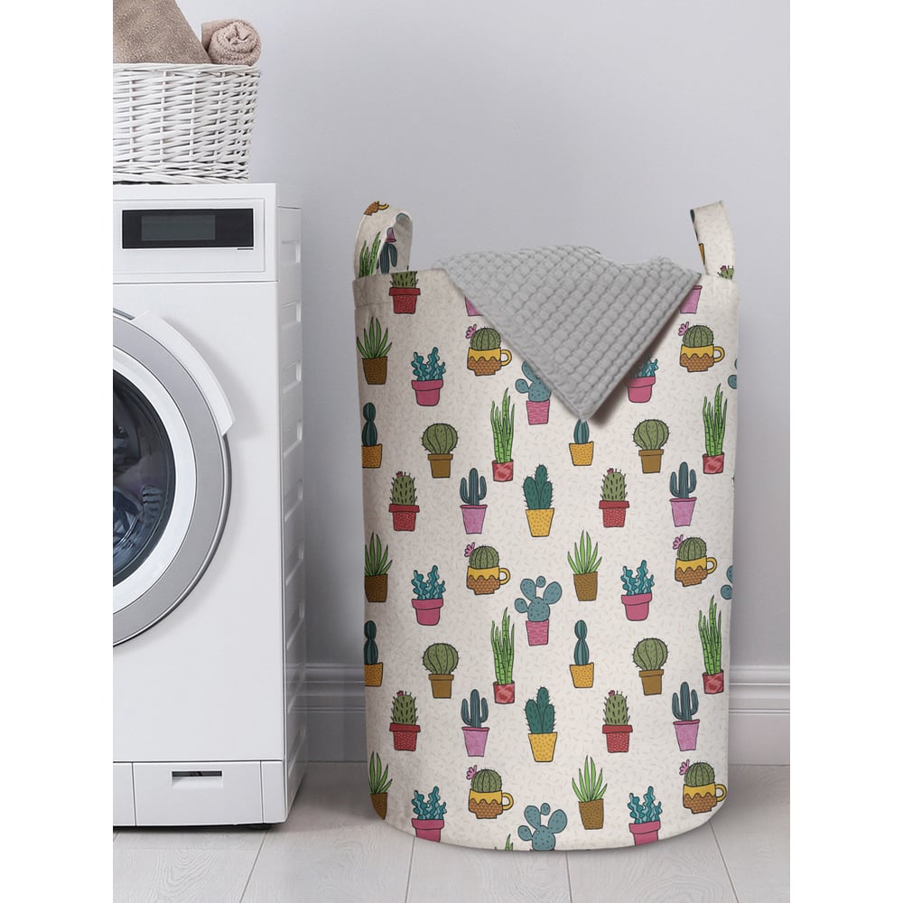 Корзина для белья в ванную, органайзер для хранения вещей JOYARTY Кактусы в горшке 60x40 см gaba ...