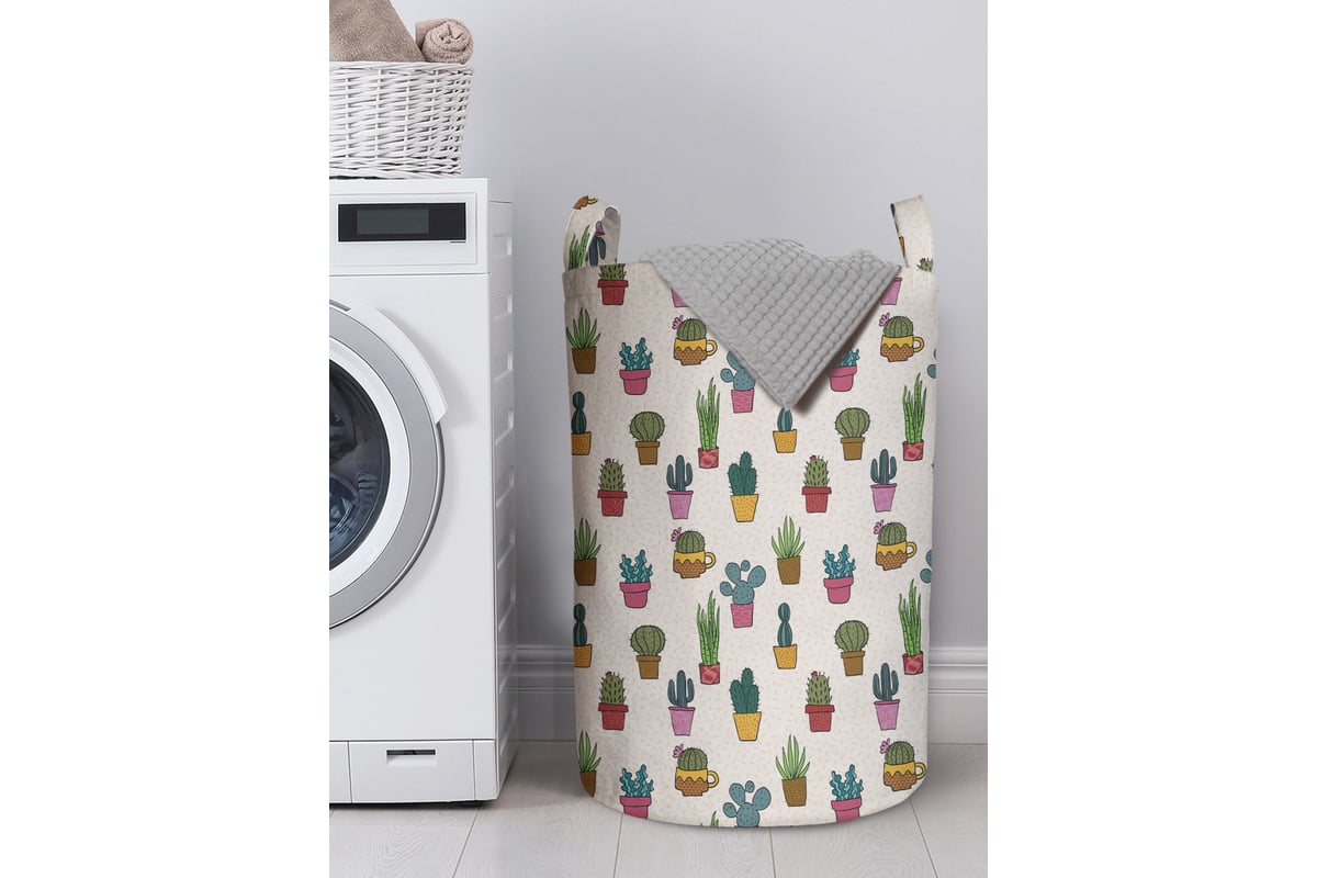 Корзина для белья в ванную, органайзер для хранения вещей JOYARTY Кактусы в горшке 60x40 см gaba ...