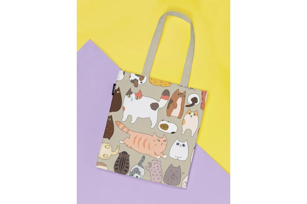 Сумка шоппер JOYARTY женская, c фотопринтом Котовечеринка, 35x37x7 см bsh_423828 - выгодная цена ...