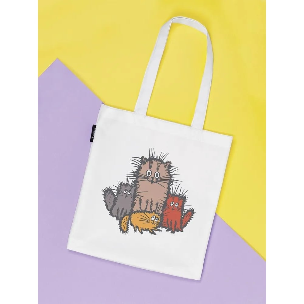 Сумка шоппер JOYARTY женская, c фотопринтом Озорные коты, 35x37x7 см bsh_425500 - выгодная цена ...