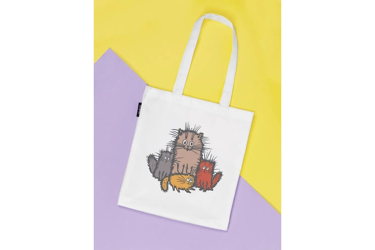 Сумка шоппер JOYARTY женская, c фотопринтом Озорные коты, 35x37x7 см bsh_425500 - выгодная цена ...