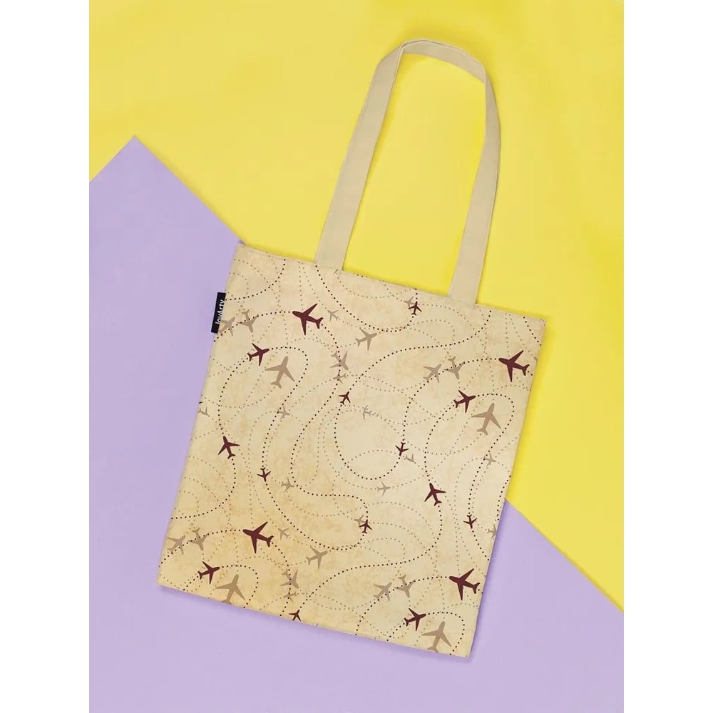 Сумка шоппер JOYARTY женская, c фотопринтом Карта полета, 35x37x7 см ...