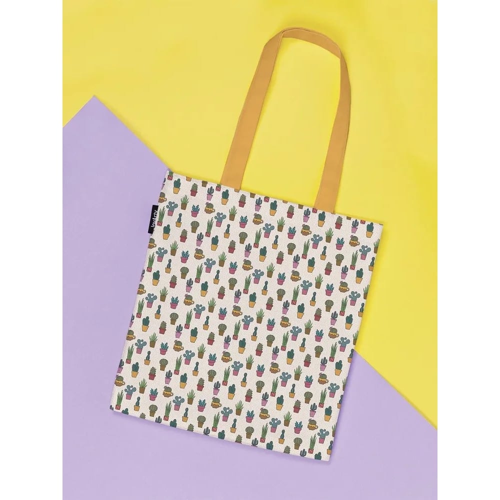 Сумка шоппер JOYARTY женская, c фотопринтом Кактусы в горшке, 35x37x7 см bsh_423251 - выгодная ...