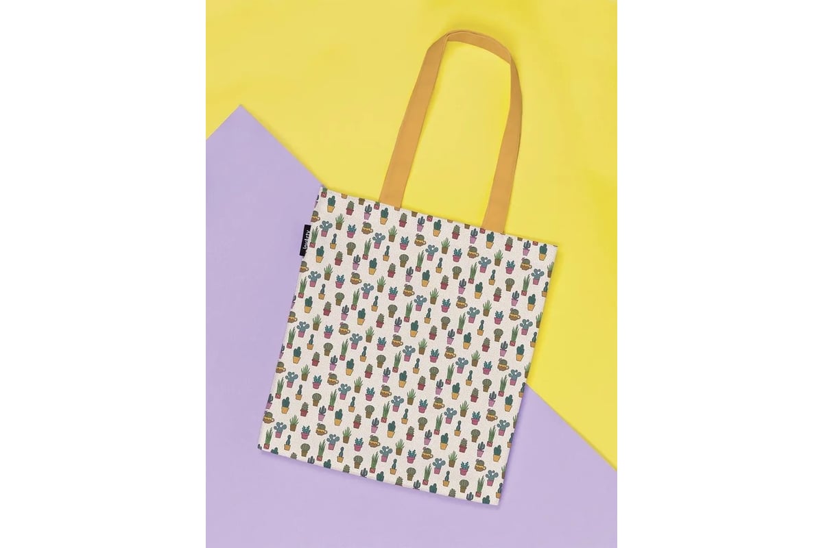 Сумка шоппер JOYARTY женская, c фотопринтом Кактусы в горшке, 35x37x7 см bsh_423251 - выгодная ...