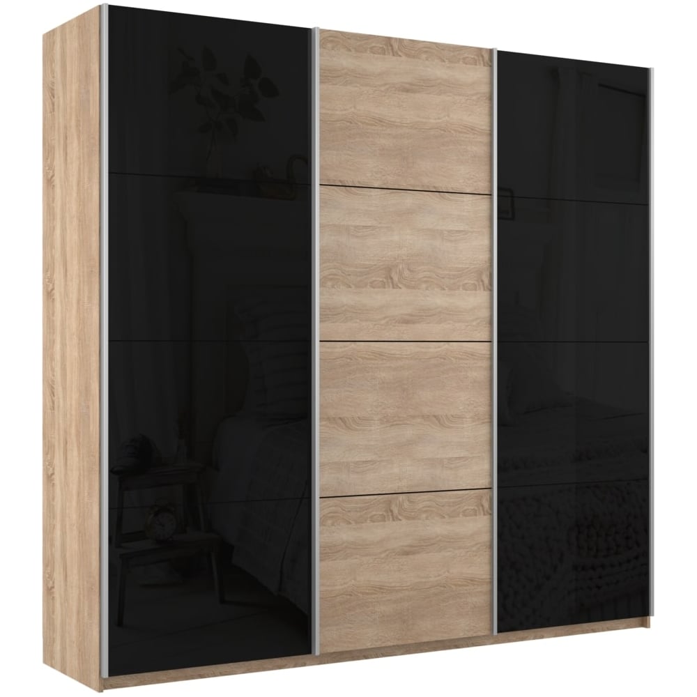 Шкаф Е1 Прайм 3-х дверный Комби ДСП/стекло черное 25198-5 - выгодная ...