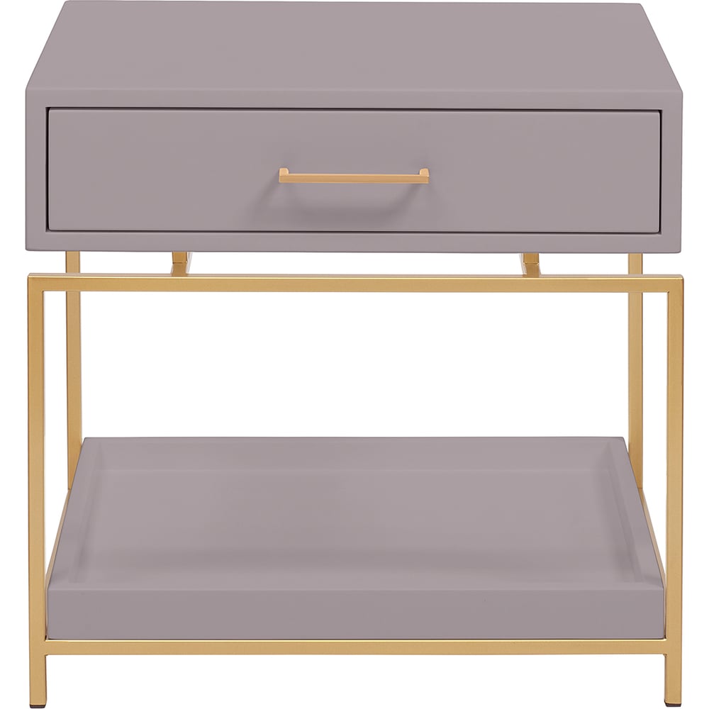 Прикроватная тумба GreenWeen KARIN, золотой каркас, верх МДФ LATTE ...