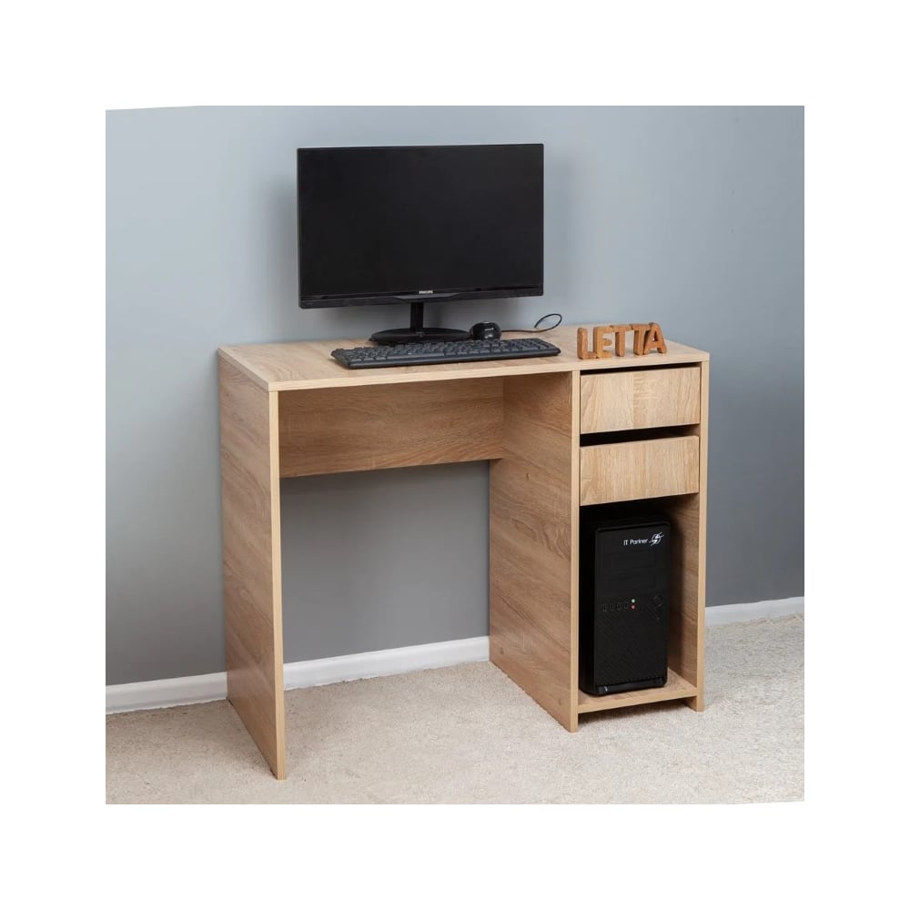 Компьютерный стол Letta ультра 2 ящика дуб сонома 900x750x450 мм L2498 ...