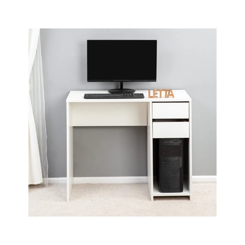 Компьютерный стол Letta ультра 2 ящика белое тиснение 900x750x450 мм ...