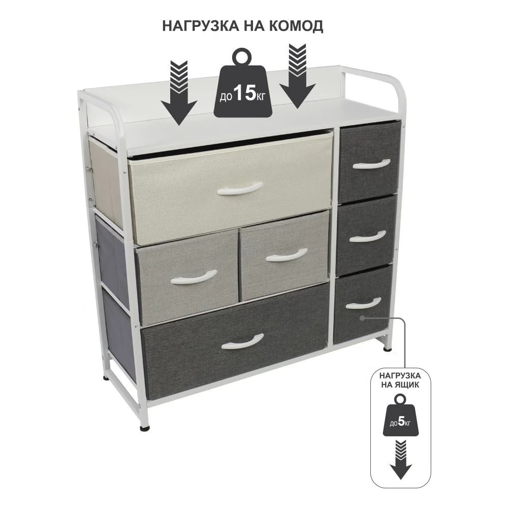 Комод микс ESTARES COMMOD 3F-7D-MIXGRAY/WHITE-790x290x795 УУО00004918 ...