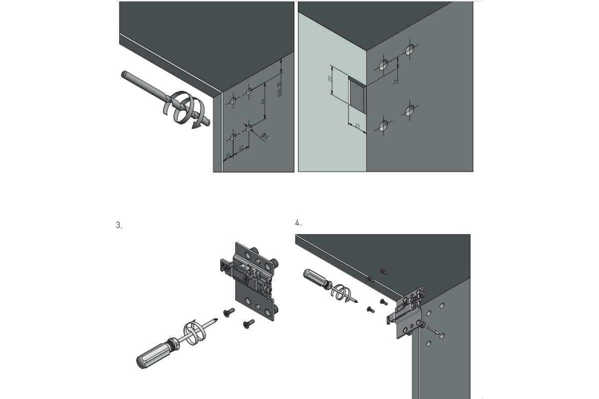 Мебельный навес GTV C10 с заглушками, левый+правый, 240 кг, белый ZK ...