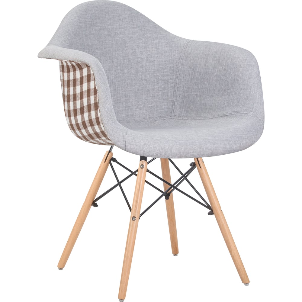 Стул обеденный DOBRIN DAW MONICA (ножки светлый бук, сиденье 009 коричневая клетка, бежевая ...