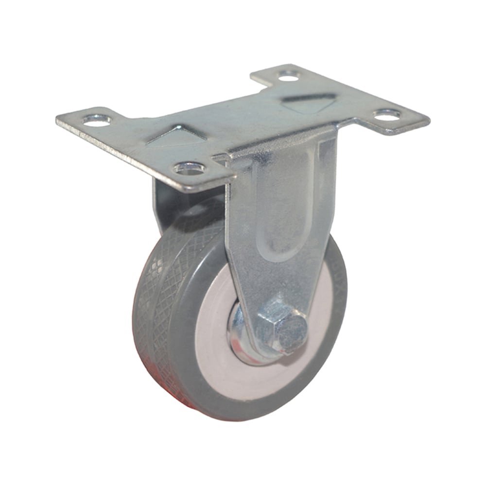 Колесная опора Tech-Krep неповоротная D50 п/п, серая резина, подшипник скольжения, площадка ...