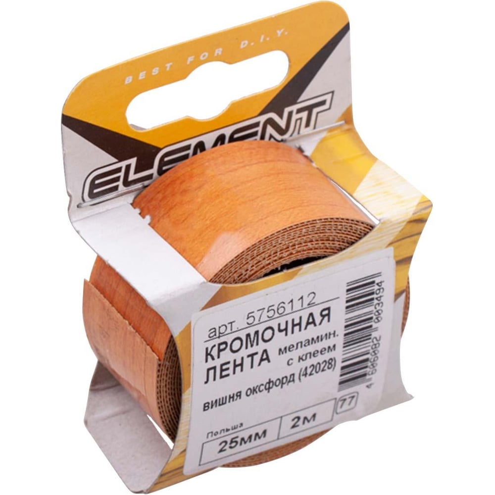 Кромочная меламиновая лента с клеем Element 25мм вишня оксфорд 2 м ...