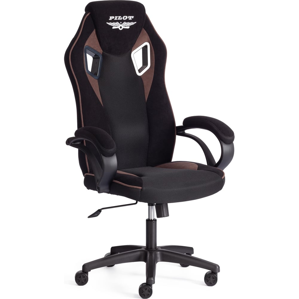 Кресло Tetchair PILOT (24) флок/ткань, черный/черный/коричневый 35/TW-11/6 21671 - выгодная цена ...