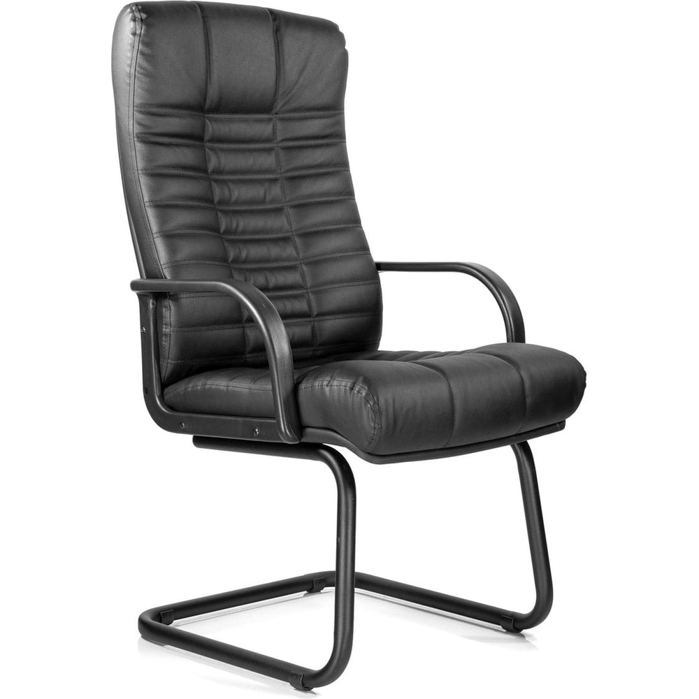 Кресло для приемных и переговорных ОФИСМАГ "Атлант", кожа, черное К-01 ...