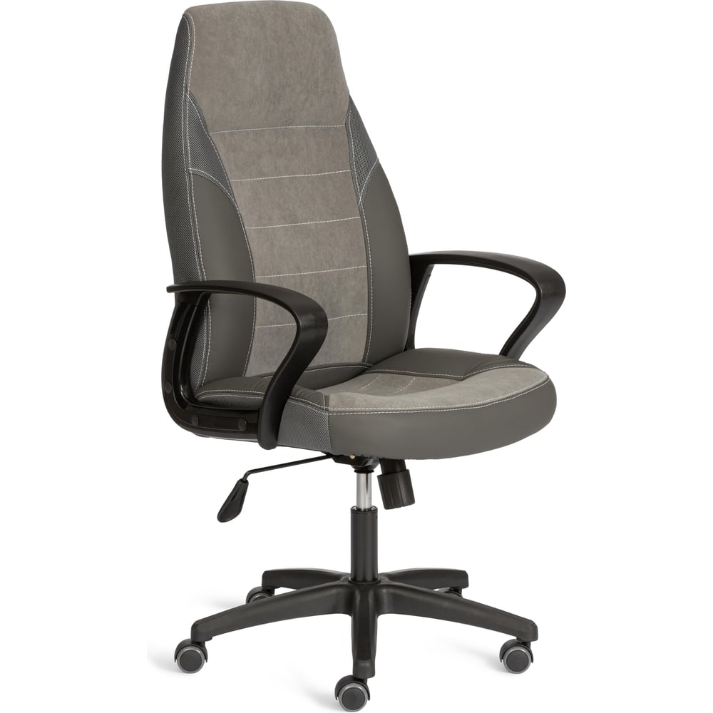 Кресло Tetchair INTER (24) кож/зам/флок/ткань, серый/металлик, C-36/29/TW-12 24616 - выгодная ...