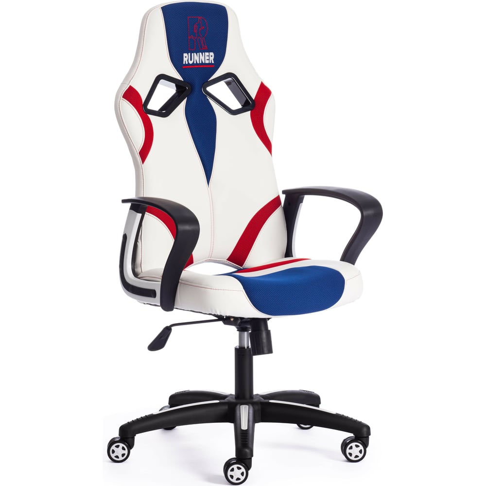 Кресло TetChair RUNNER кожзам/ткань, белый/синий/красный 36-01/10/08 ...