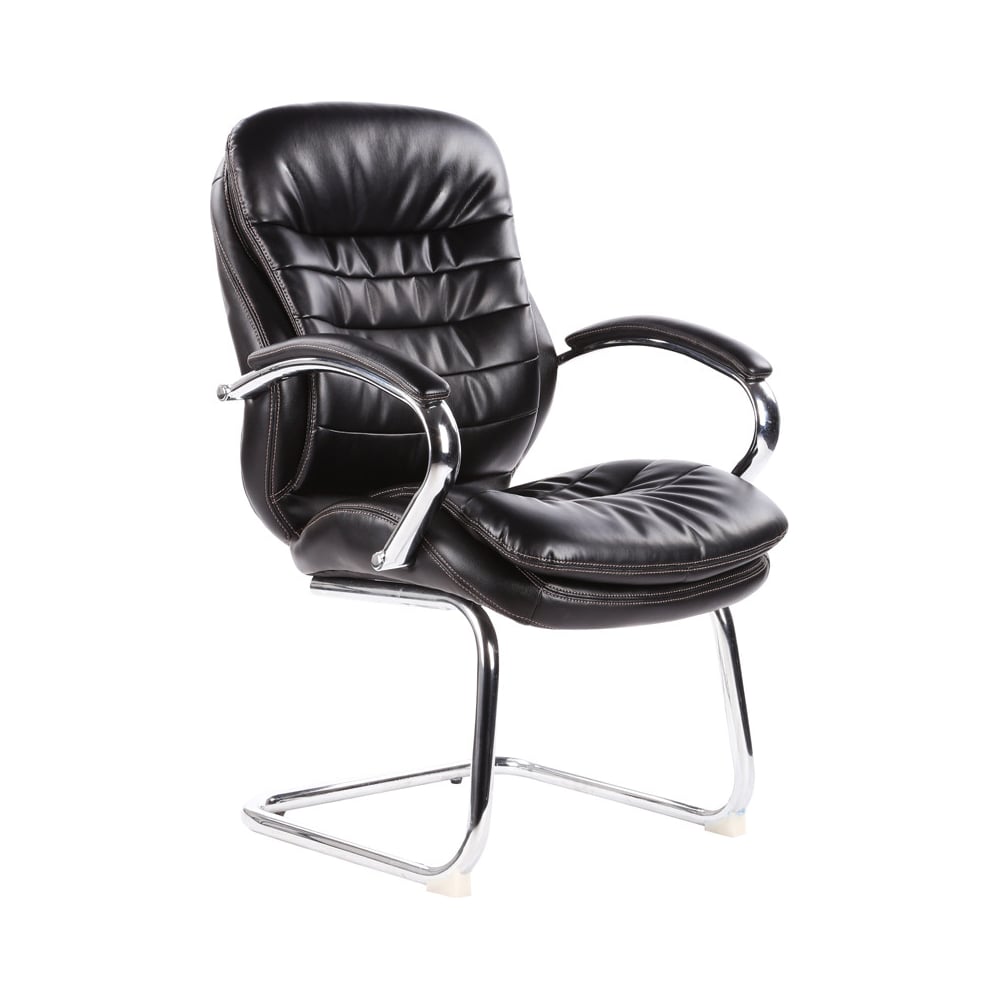 Конференц-кресло Easy Chair 515 черное, кожа, металл хромированный ...