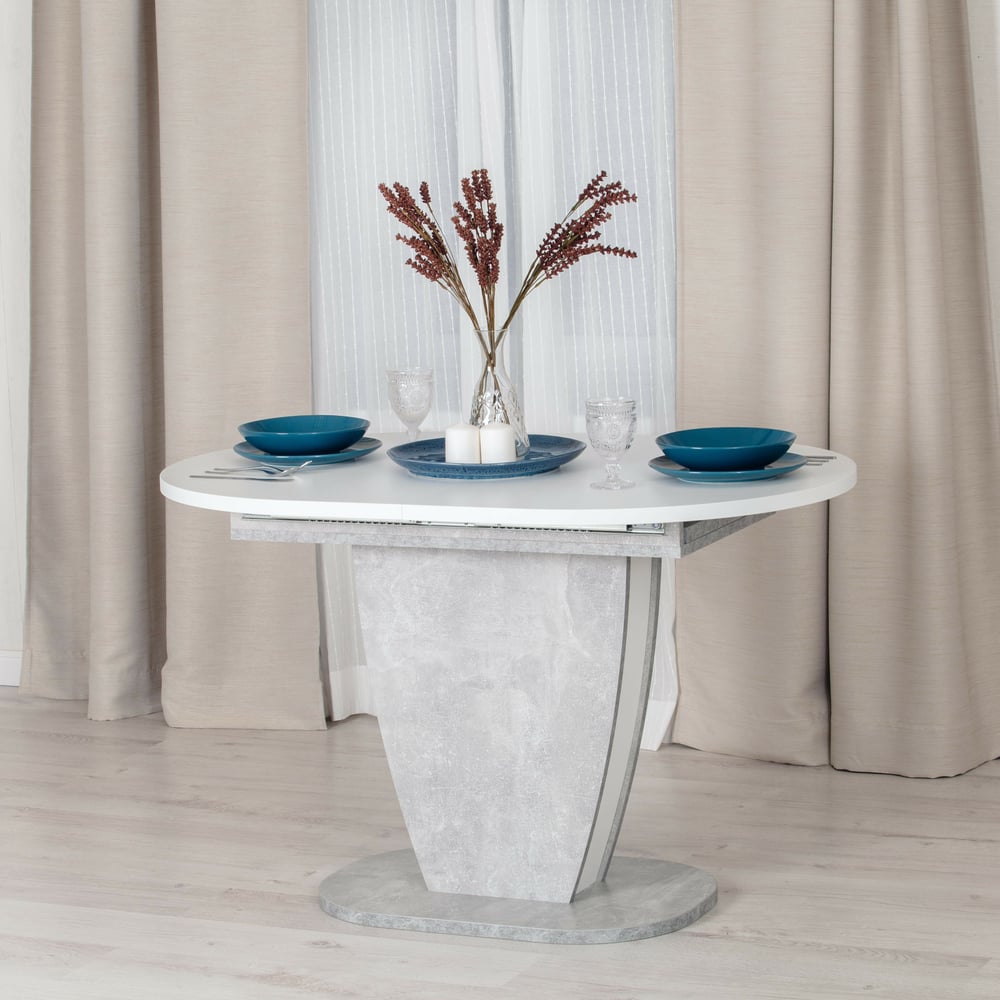 Обеденный стол Tetchair SATURN ЛДСП, 120-160x80x75,5 см, бетон/белый ...