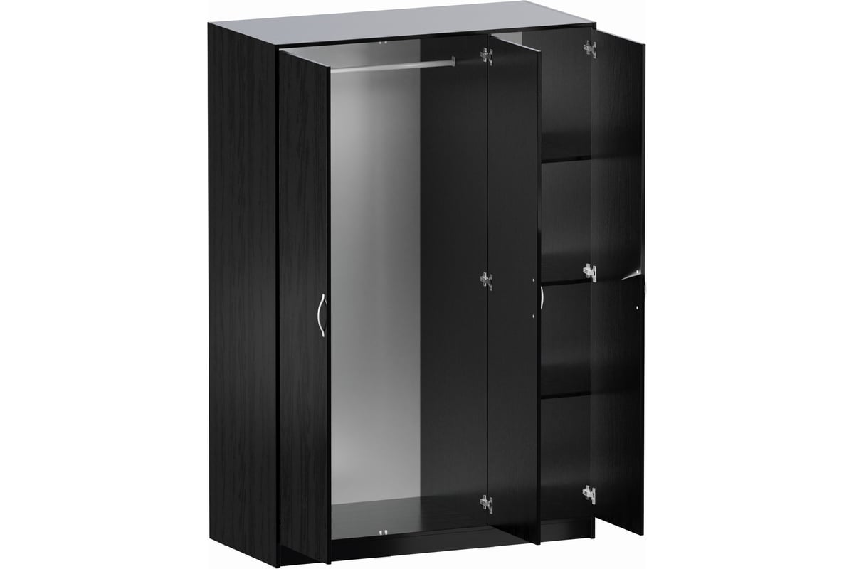 Шкаф Шведский Стандарт ОРИОН 3 двери, 117x55x175 см, черный, дуб венге ...