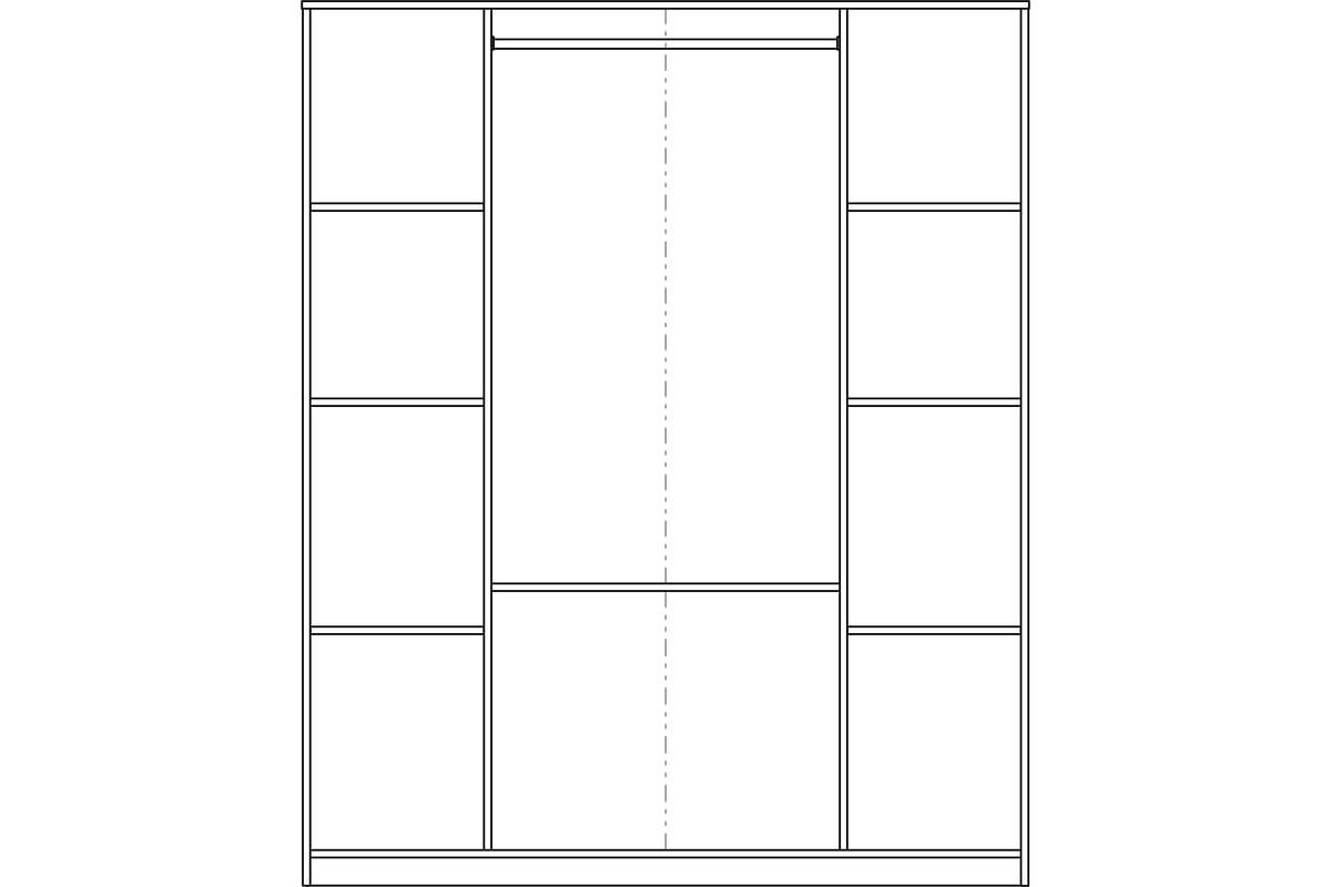Шкаф Шведский Стандарт СИРИУС 4 двери и 2 ящика с зеркалами, 156x50x190 ...