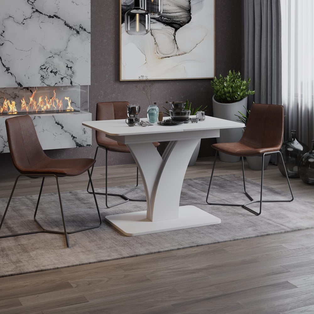 Обеденный раздвижной стол ТриЯ Люксембург тип 2, белый/стекло белое ...