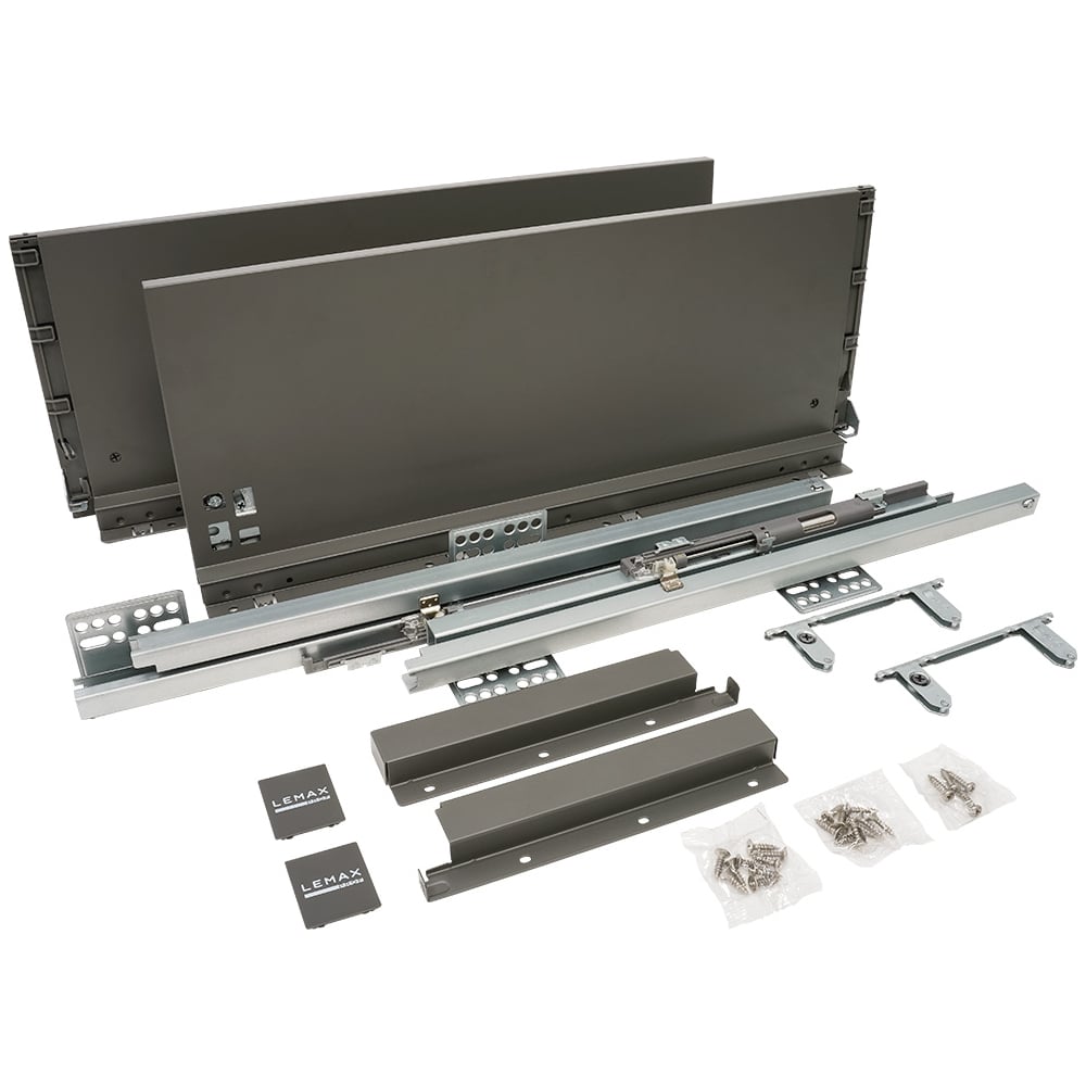 Комплект системы выдвижения Lemax PROF lembox, h=199, 500 мм, серый Lembox-199-500-GR-S ...