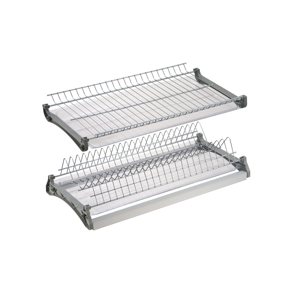 Сушка для посуды Lemax PROF двухуровневая, в базу 400 мм, с алюминиевым профилем, хром, 10 шт. в ...