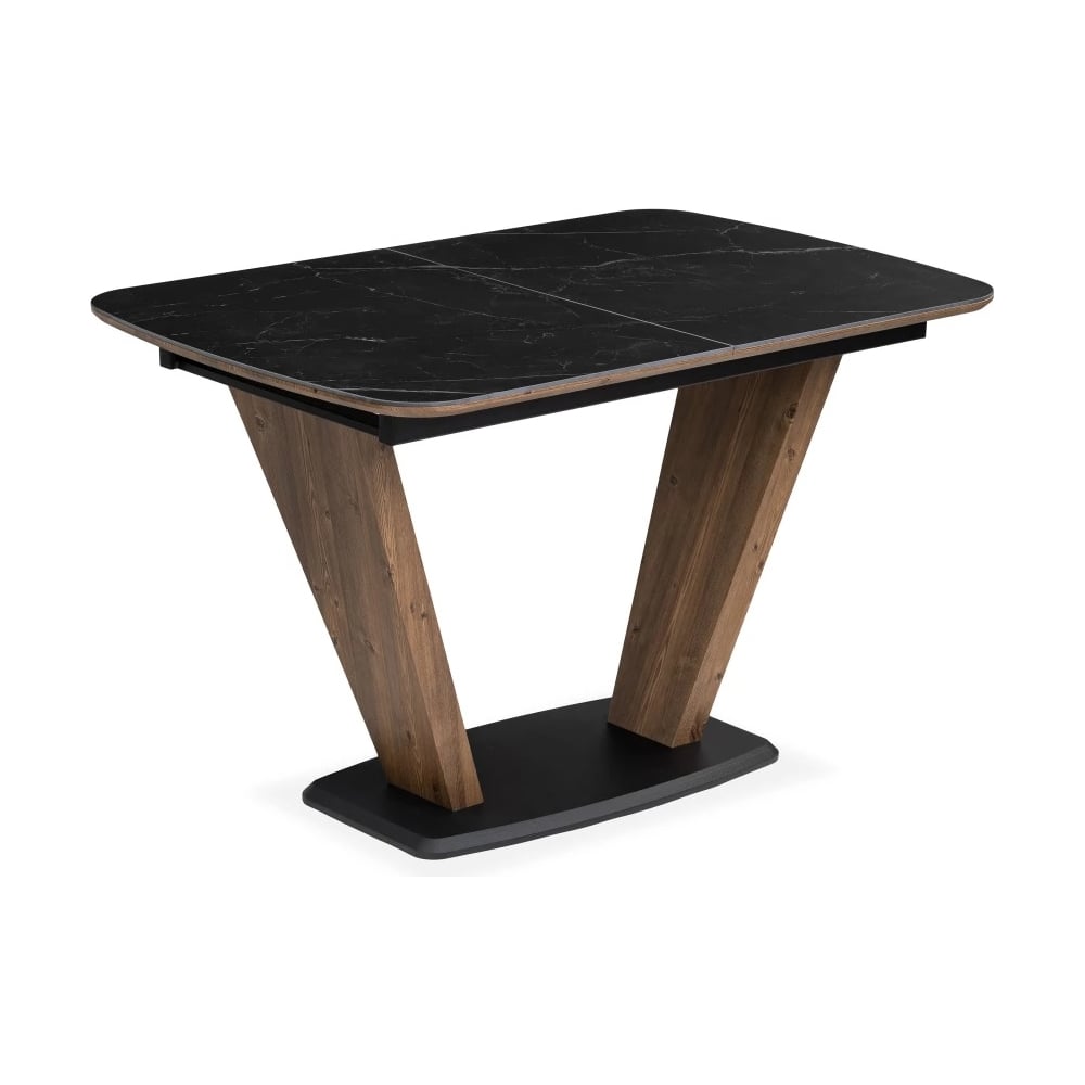 Керамический стол Woodville Петир 120x80x75, черный мрамор/орех/черный ...
