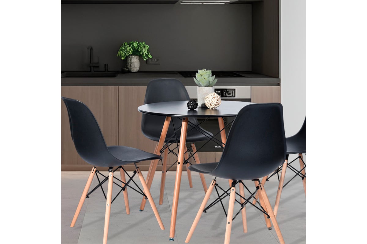 Обеденный стол Ridberg dsw eames черный, 70 см 1211750 - выгодная цена ...